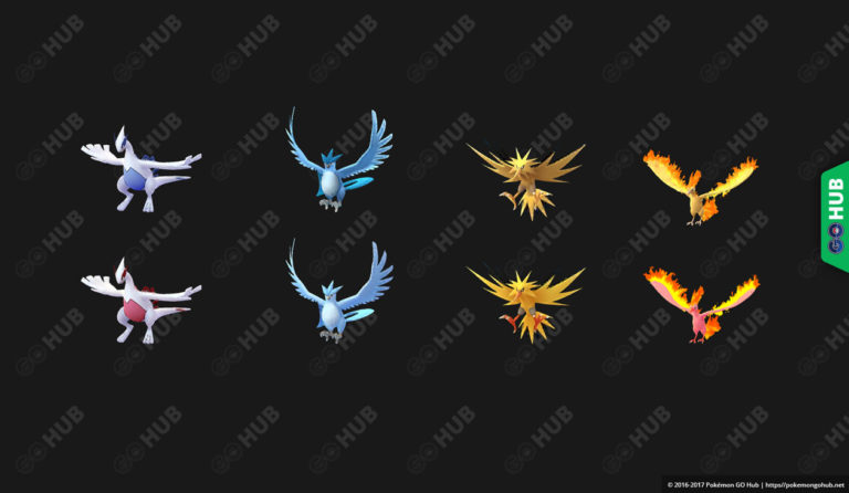 List of Legendary Pokémon with available in-game normal and shiny ...