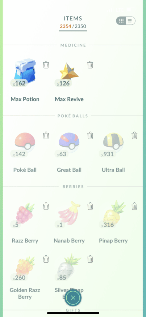 Pokémon GO updates item inventory UI and increases storage space ...