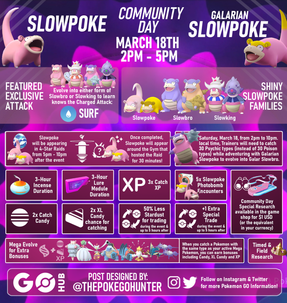Pokémon GO March 2023 Community Day – Slowpoke and Galarian Slowpoke | Pokémon GO Hub