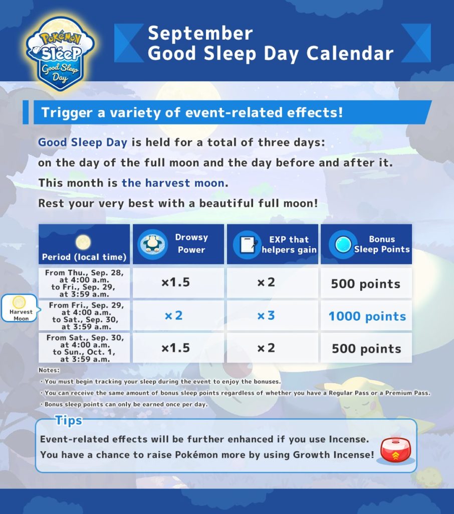 Pokémon Sleep: Good Sleep Day Event (September 2023) | Pokémon GO Hub