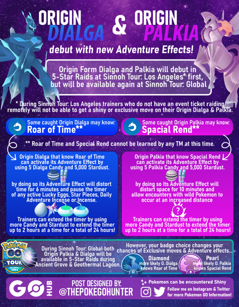 Origin Form Dialga and Palkia arrive in Pokémon GO with new Adventure ...